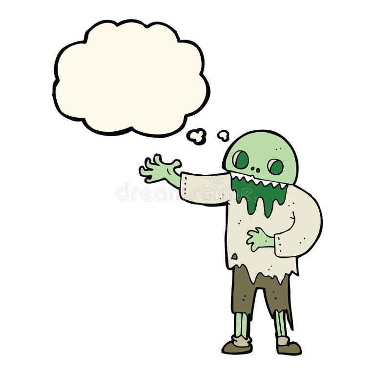 Cartoon Spooky Zombie with Thought Bubble Stock Illustration ...