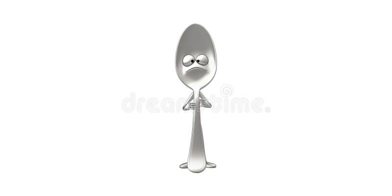 Cartoon Spoon Character with Sad Expression. Emotional Representation ...