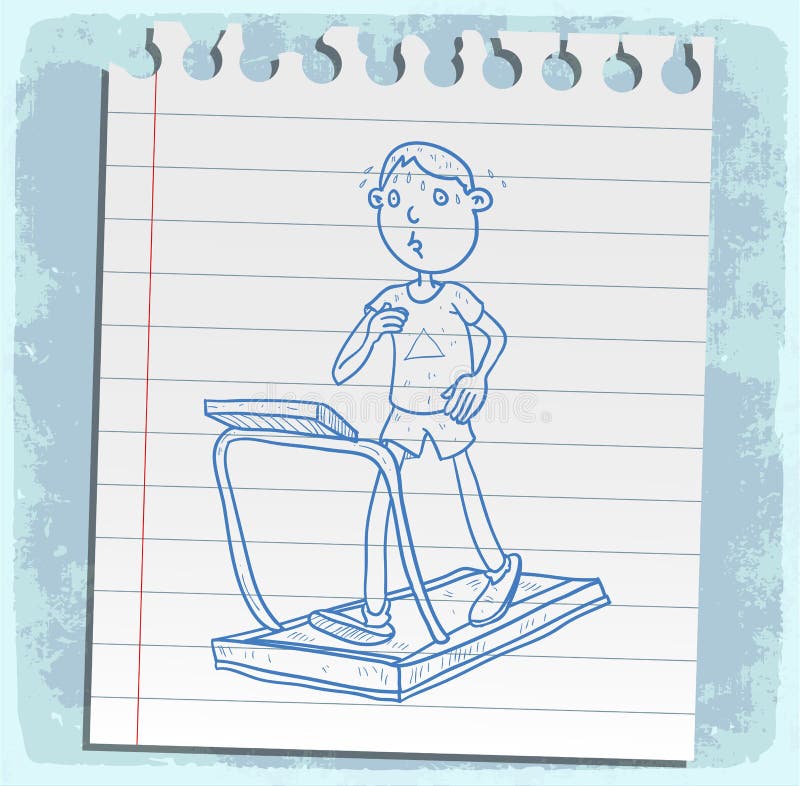 Cartoon Sport Gym on Paper Note, Vector Illustration Stock Vector ...