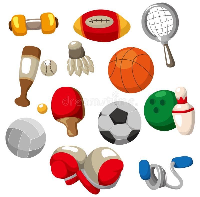 Cartoon Sport objects icon stock vector. Illustration of gloves - 18732094