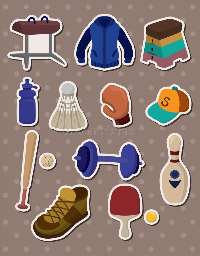 Cartoon Sporting Goods Stickers Stock Vector - Illustration of ...