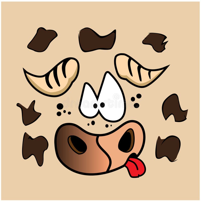 Cartoon Spotted Bull Smiles. Illustration in Flat Style Stock ...