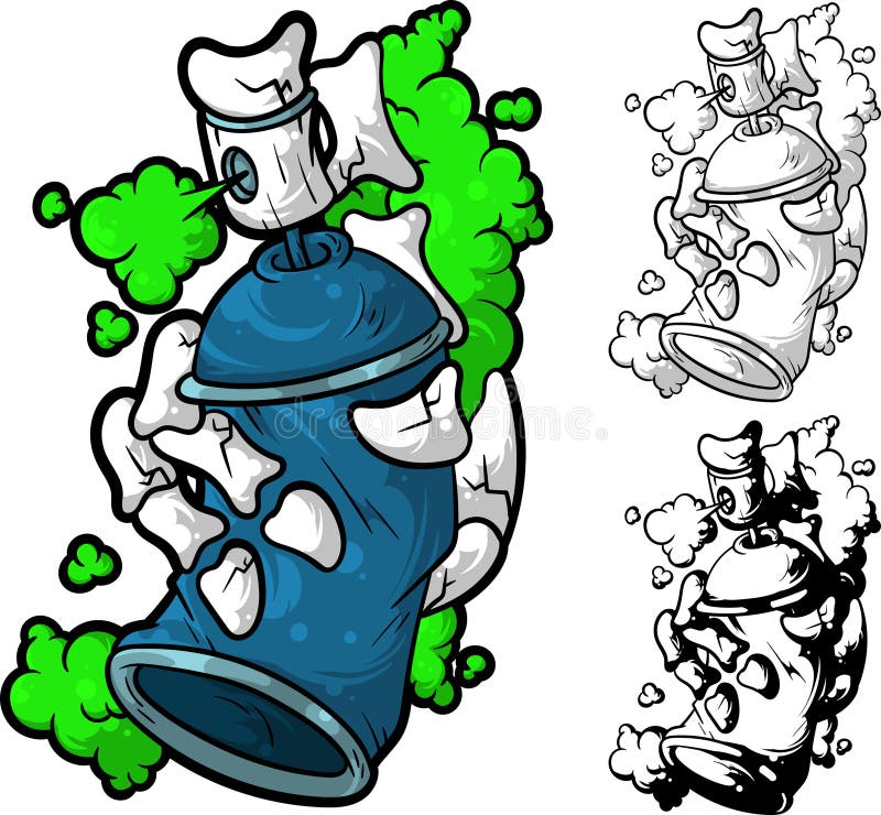 Cartoon Spray Paint Illustration with Graffiti Style Stock Vector ...