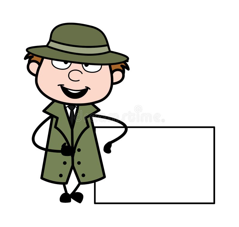 Cartoon Spy with Empty Banner Stock Illustration - Illustration of ...