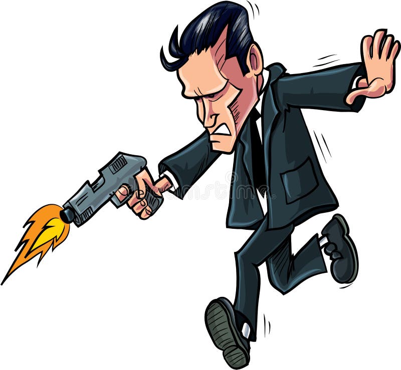 Cartoon Spy Running with His Gun Stock Illustration - Illustration of ...