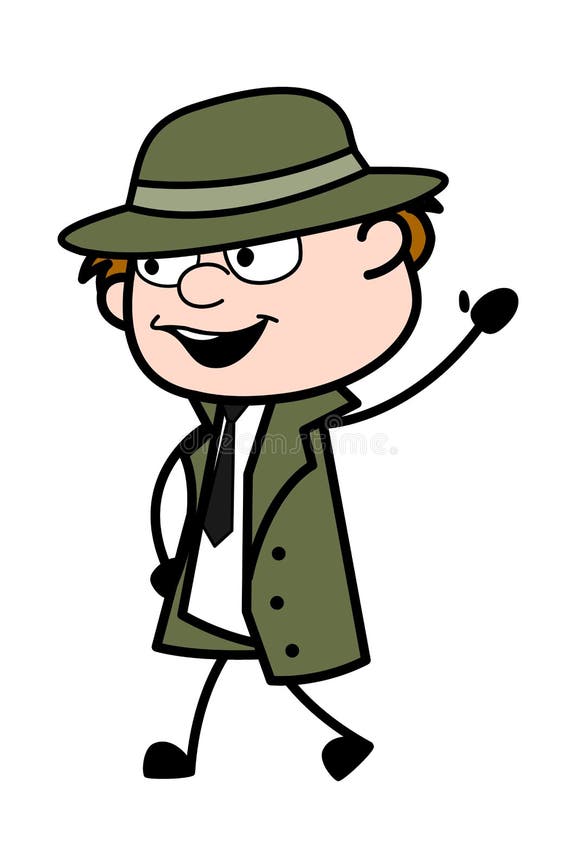 Cartoon Spy saying Hello stock illustration. Illustration of funny ...