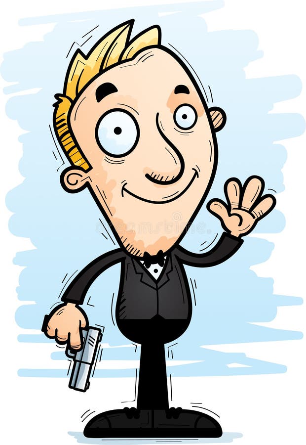 Cartoon Spy Waving stock vector. Illustration of person - 116196505