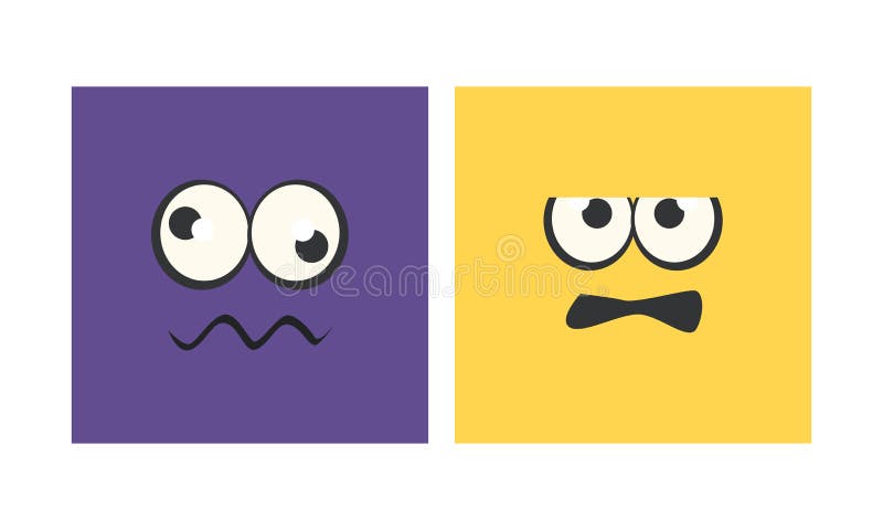 Cartoon Square Face with Emotion Expression Vector Set Stock Vector ...
