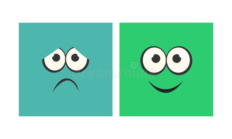 Cartoon Square Face with Emotion Expression Vector Set Stock Vector ...