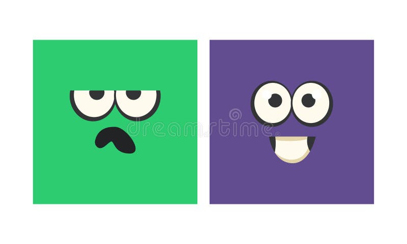 Cartoon Square Face with Emotion Expression Vector Set Stock Vector ...