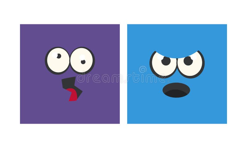 Cartoon Square Face with Emotion Expression Vector Set Stock Vector ...