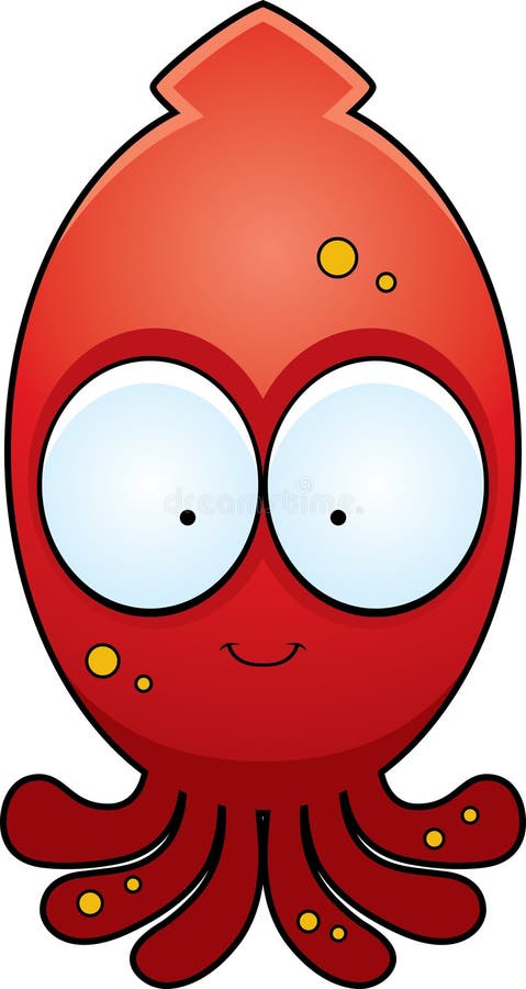 Cartoon Squid Smiling stock vector. Illustration of vector - 47411888