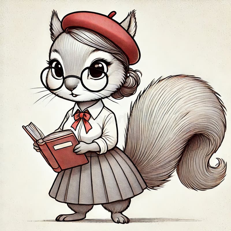Cartoon Squirrel Academic in Formal Attire Stock Illustration ...