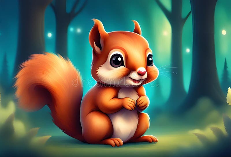 A Cartoon Squirrel Illustrationc Generative AI Stock Illustration ...