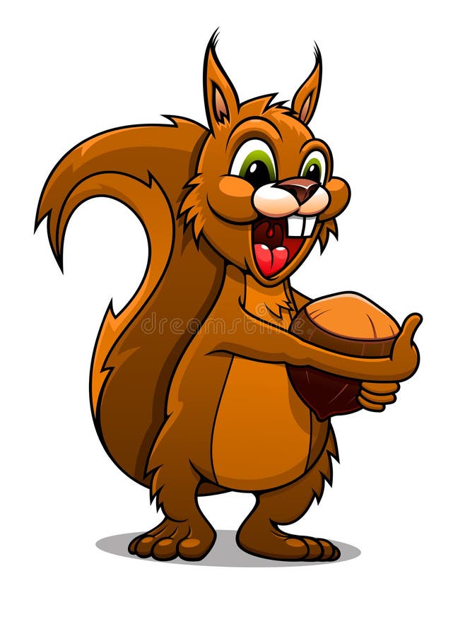 Squirrel cartoon with nut stock vector. Illustration of happy - 30568625