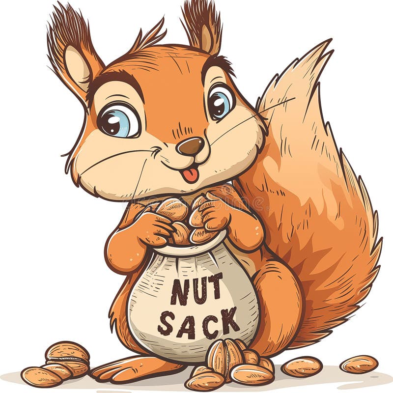 Cartoon Squirrel with Nut Sack Stock Illustration - Illustration of ...