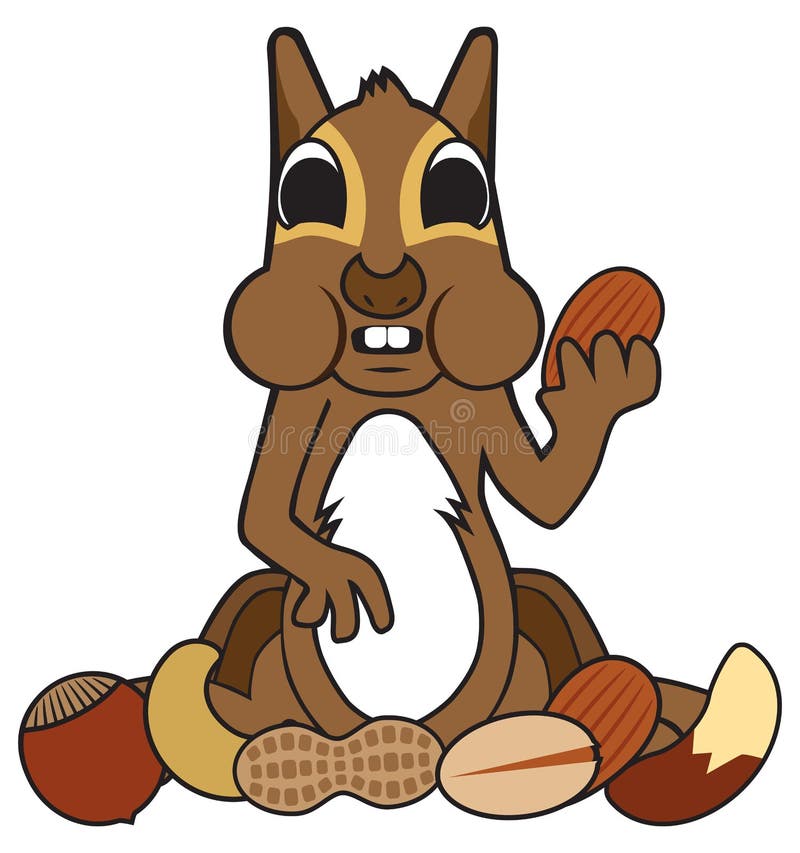 Cartoon Squirrel with Nuts stock vector. Illustration of grain - 169224662