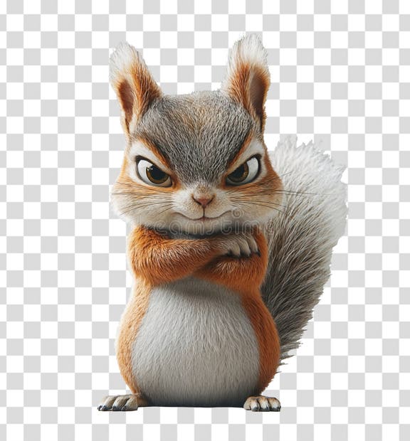 A Cartoon Squirrel with a Smug Expression on Its Face. Grumpy Style ...