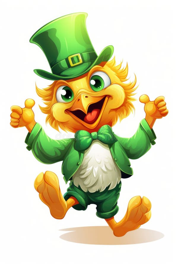 A Cartoon St Patrick S Day Bird in a Green Suit and Hat Stock Photo ...