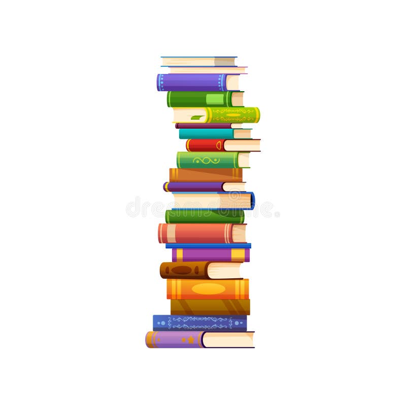 Cartoon Stack of Books, Vector Pile of Volumes Stock Vector ...