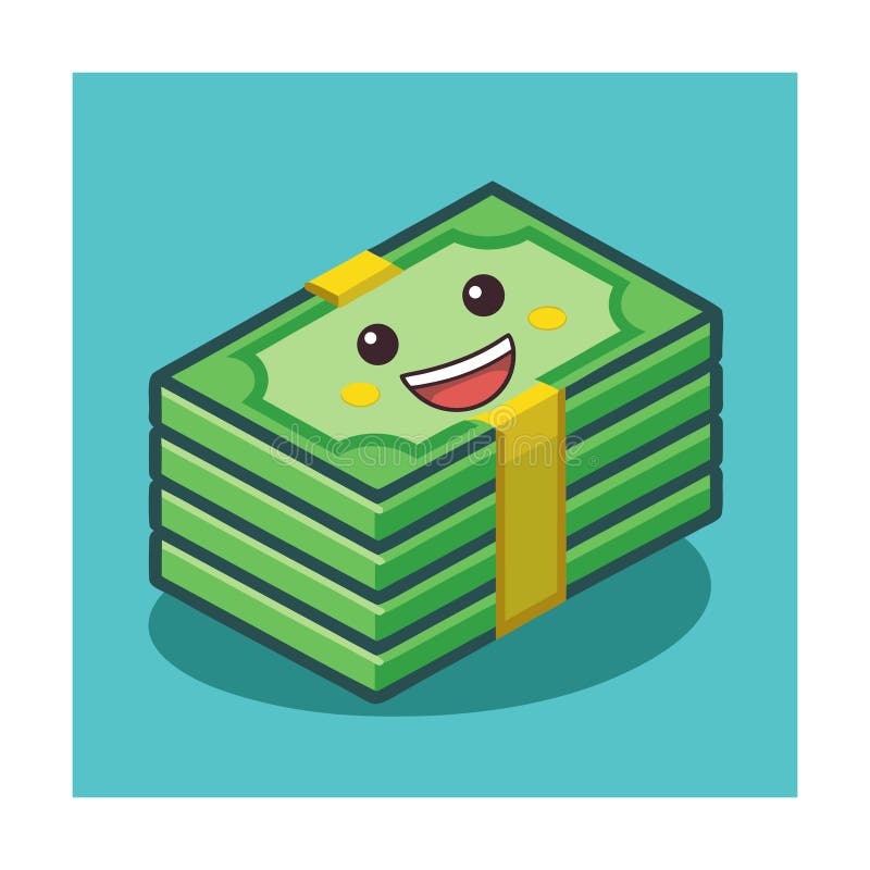 Cartoon Stack of Dollar Bills with Smiling Face Vector Stock Vector ...