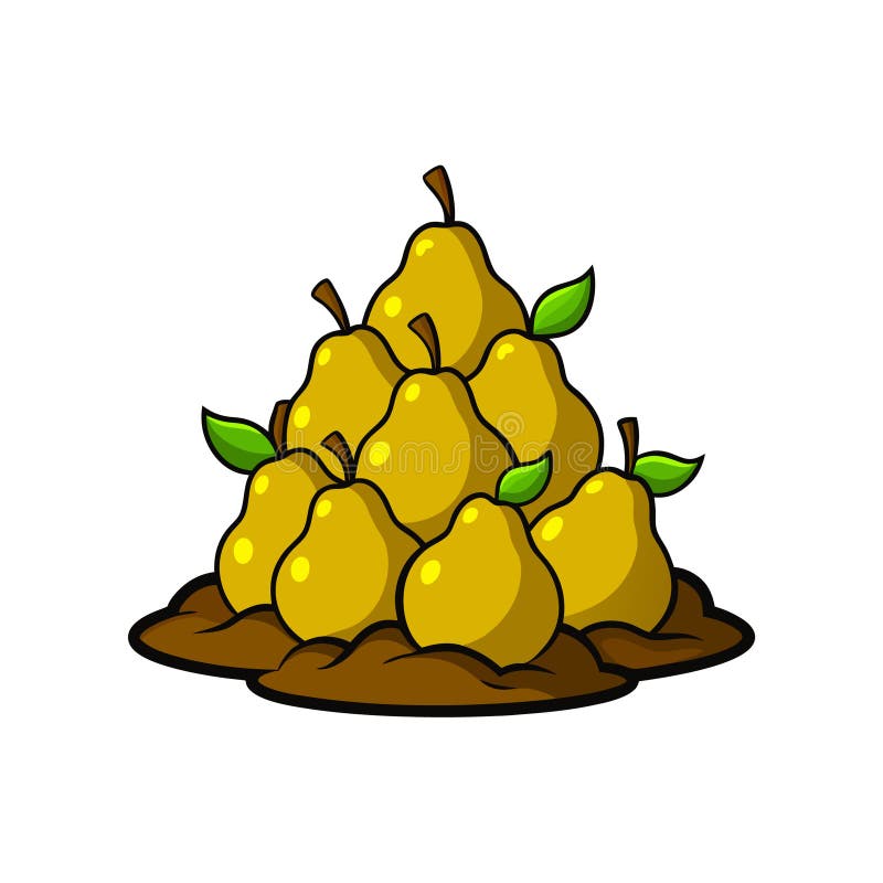 Pile of Cartoon Pears with Brown Dirt Outline Stock Image ...