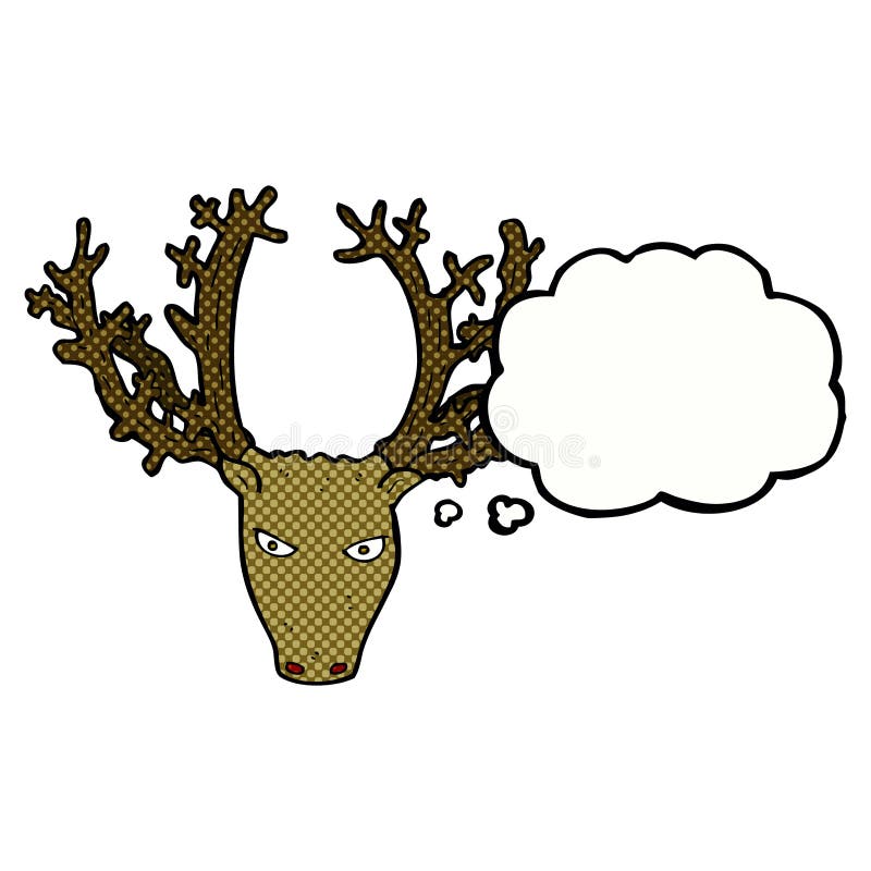 Cartoon Stag Head with Thought Bubble Stock Illustration - Illustration ...