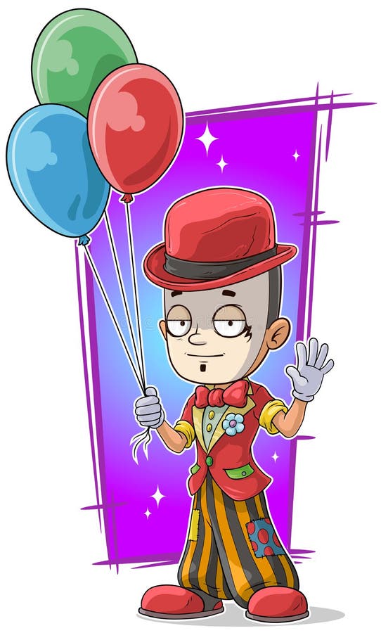 Cartoon Standing Clown with Balloons Stock Vector - Illustration of ...