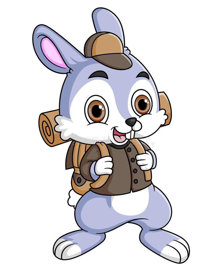 Cartoon Standing Rabbit with Backpack Stock Vector - Illustration of ...