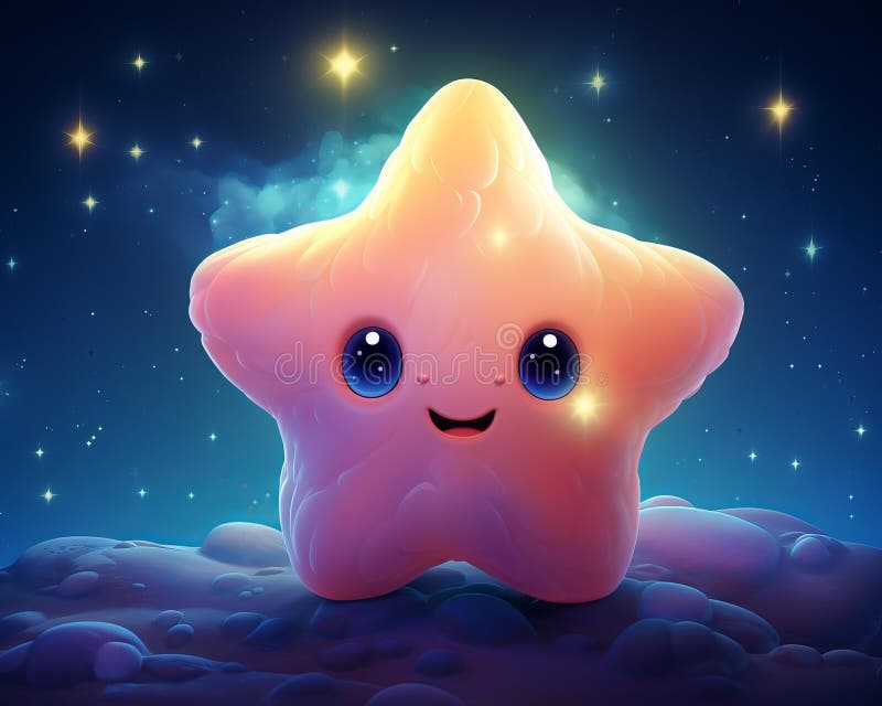A Cartoon Star with Blue Eyes and a Smile on Its Face Stock ...