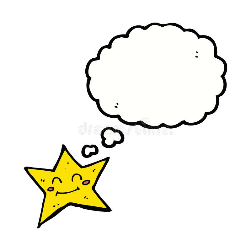 Cartoon Star Character with Thought Bubble Stock Illustration ...