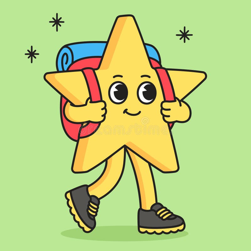 Cartoon Star Character Trekking Stock Vector - Illustration of humor ...