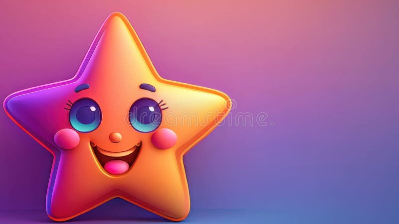 Cartoon Star with Eyes and a Smile on a Purple Background Stock Footage ...