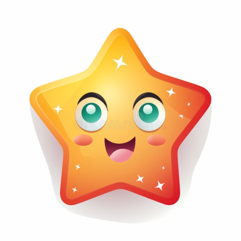 A Cartoon Star with Green Eyes and a Smile on Its Face Stock ...
