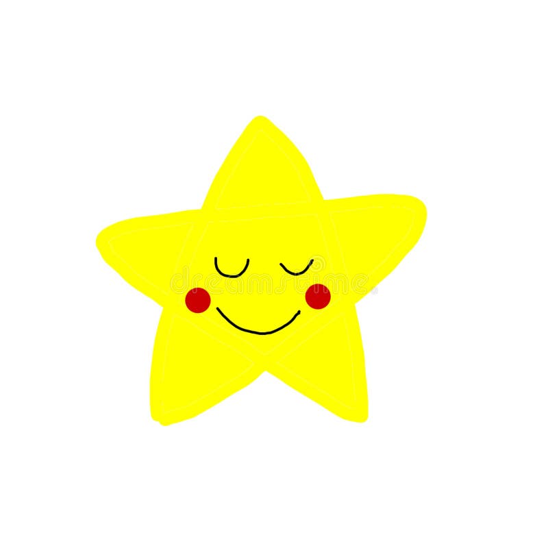 Cartoon Star with Red Cheeks Sleep Well Stock Illustration ...