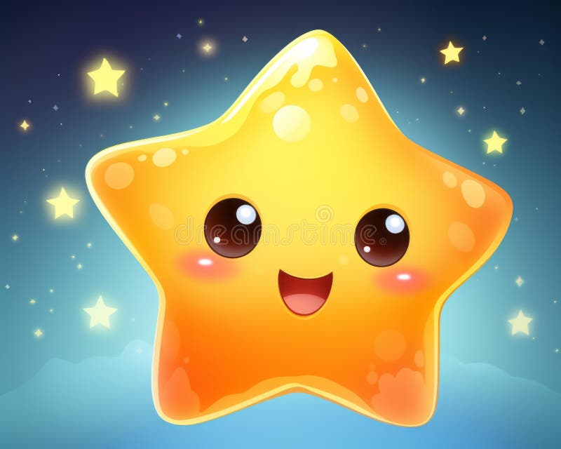 A Cartoon Star with a Smiley Face and Stars Around it Stock ...