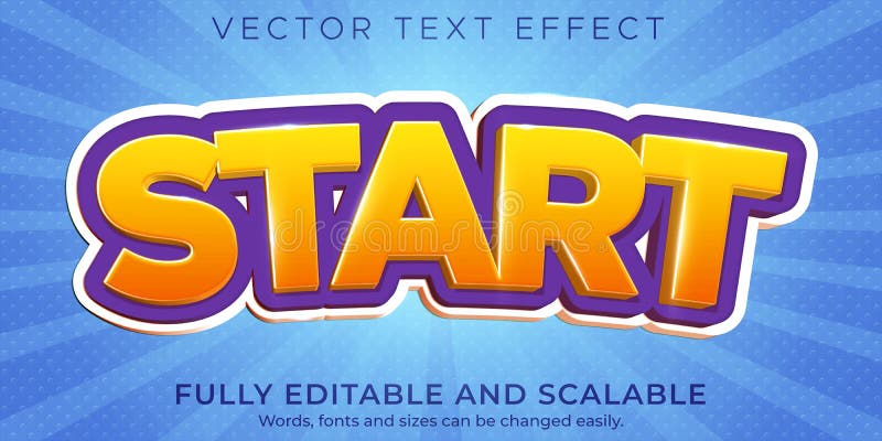 Cartoon Start Text Effect, Editable Comic and Fun Text Style Stock ...