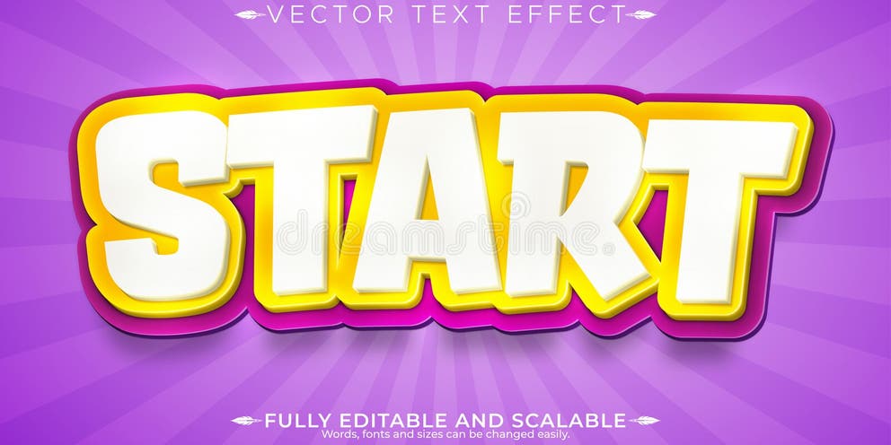 Cartoon Start Text Effect, Editable Comic and Funny Text Style Stock ...