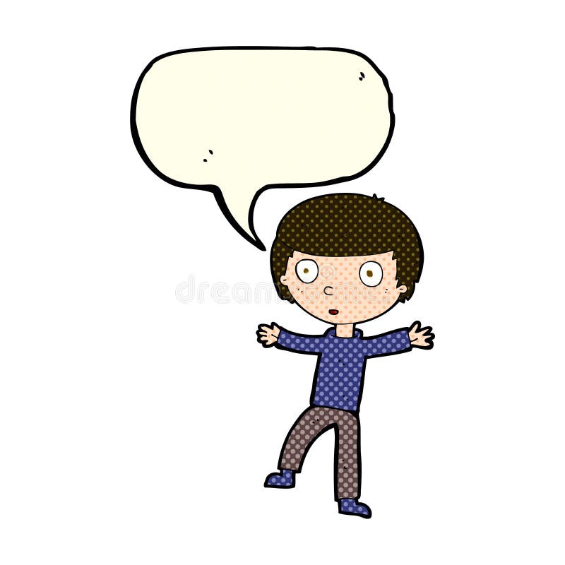 Cartoon Startled Boy with Speech Bubble Stock Illustration ...