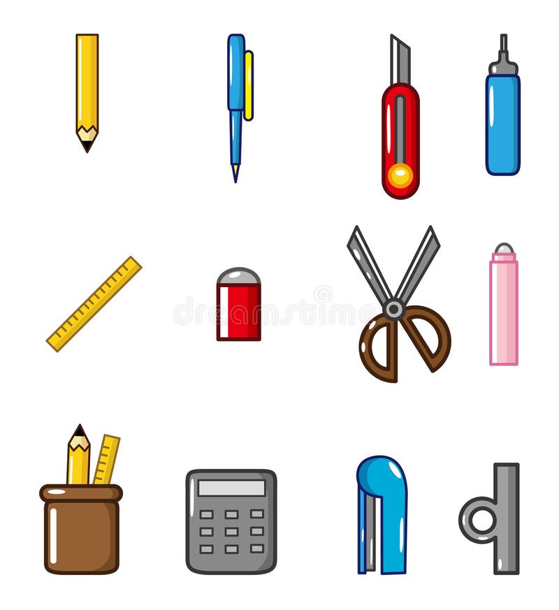 Cartoon Stationery Doodle Icon Stock Vector - Illustration of book ...