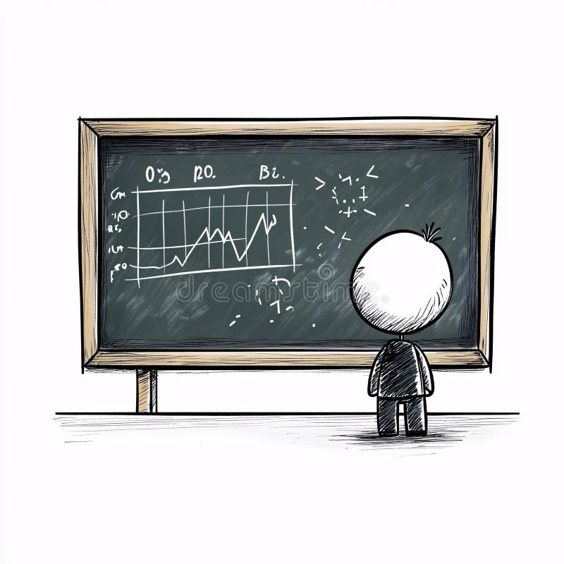 A Cartoon Stick Figure Stands in Front of a Chalkboard, Analyzing a ...