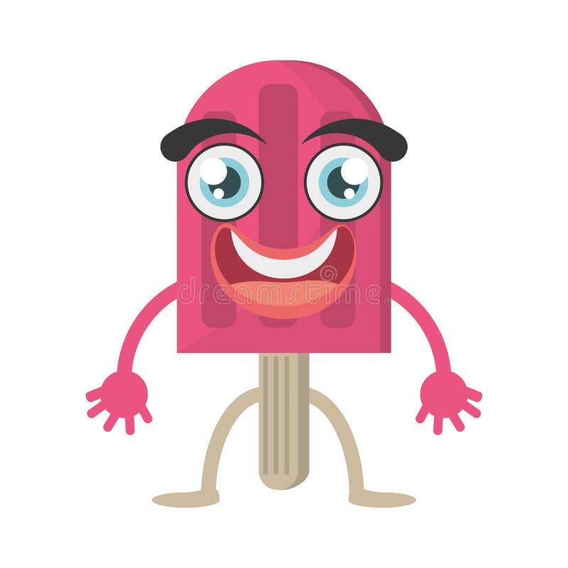 Cartoon Stick Ice Cream Party Wink Stock Illustration - Illustration of ...