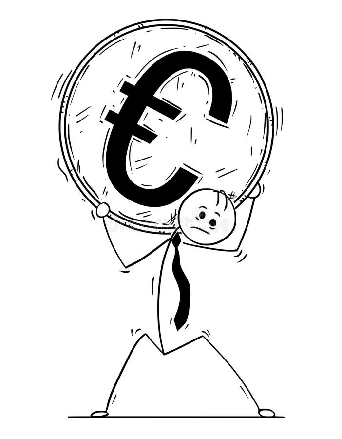 Conceptual Cartoon of Businessman Carry Big Euro Coin Stock Vector ... Conceptual Cartoon of Businessman Carry Big Euro Coin Stock Vector ...