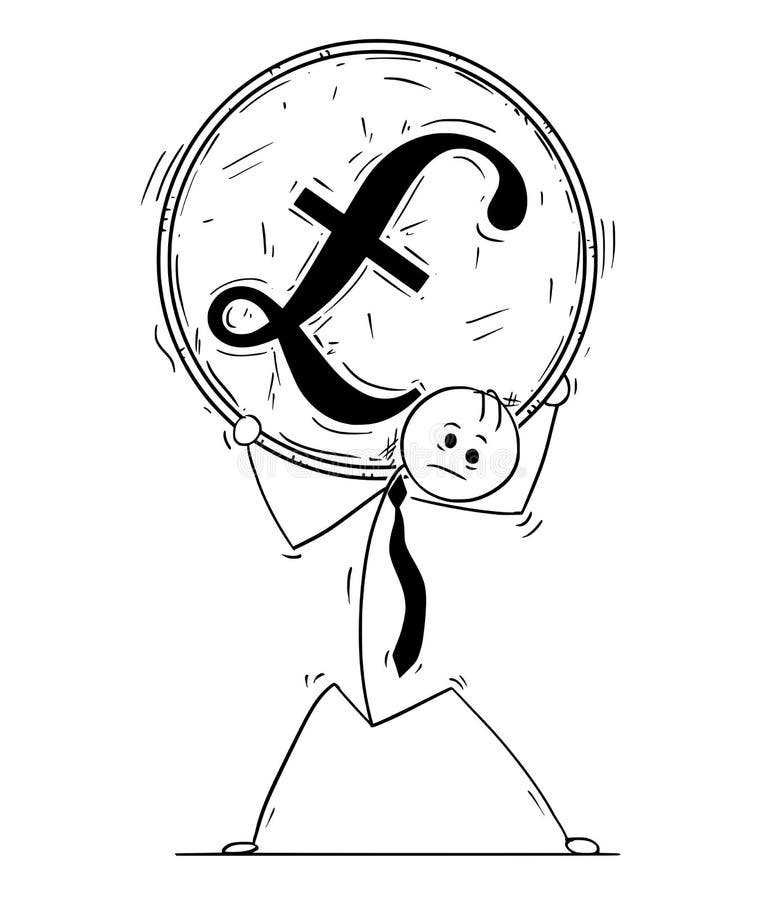 Conceptual Cartoon of Businessman Carry Big Pound Sterling Coin Stock ... Conceptual Cartoon of Businessman Carry Big Pound Sterling Coin Stock ...