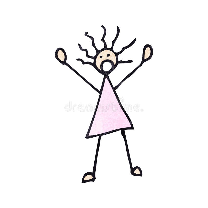 Cartoon stick woman stock vector. Illustration of crazy - 38056960