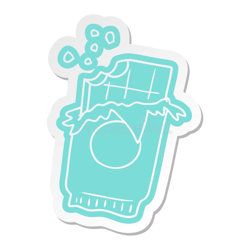 Cartoon Sticker of a Bar of Chocolate Stock Vector - Illustration of ...