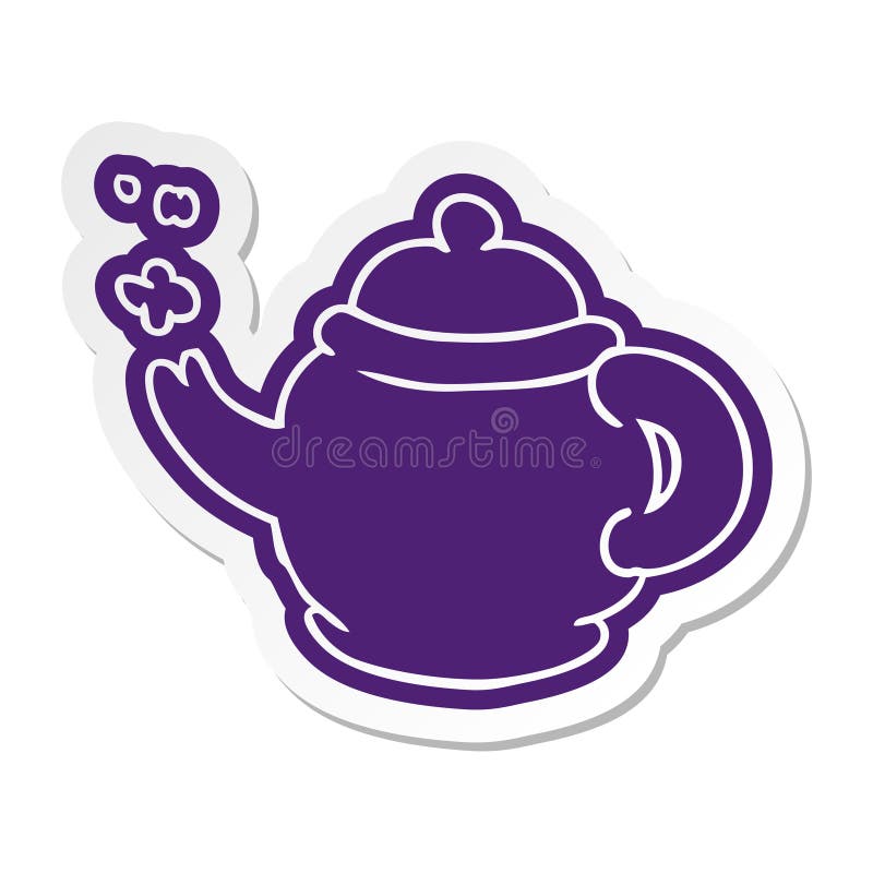 Cartoon Sticker of a Blue Tea Pot Stock Vector - Illustration of doodle ...