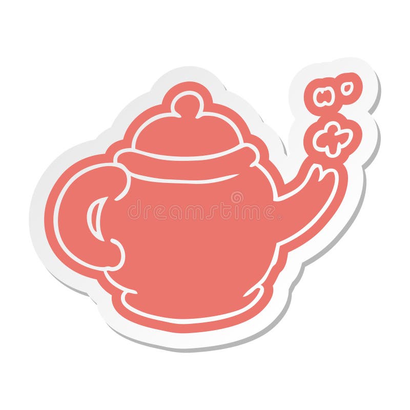 Cartoon Sticker of a Blue Tea Pot Stock Vector - Illustration of hand ...