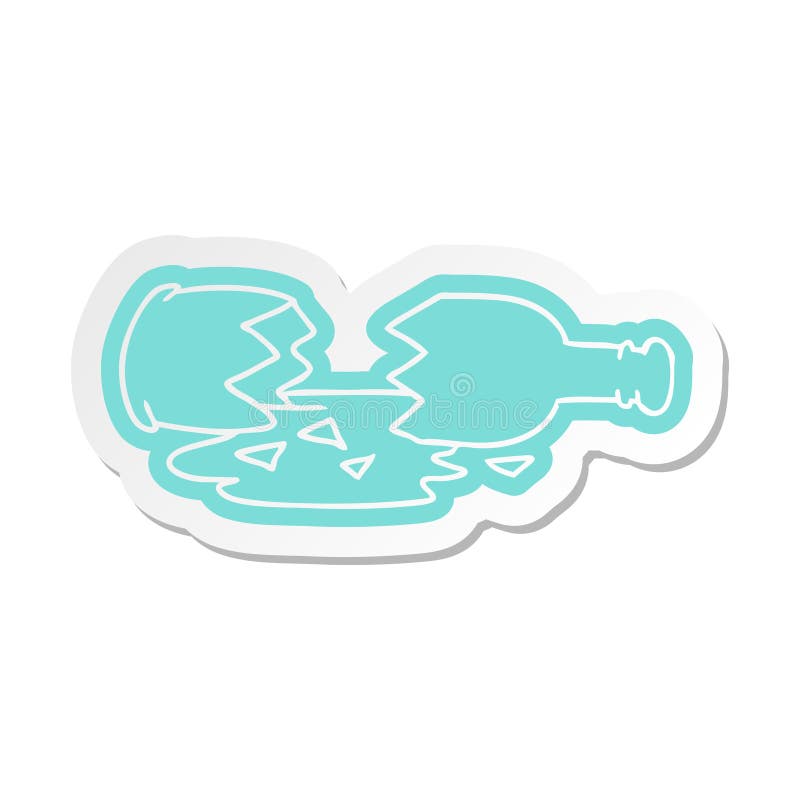 Cartoon Sticker of a Broken Bottle Stock Vector - Illustration of ...