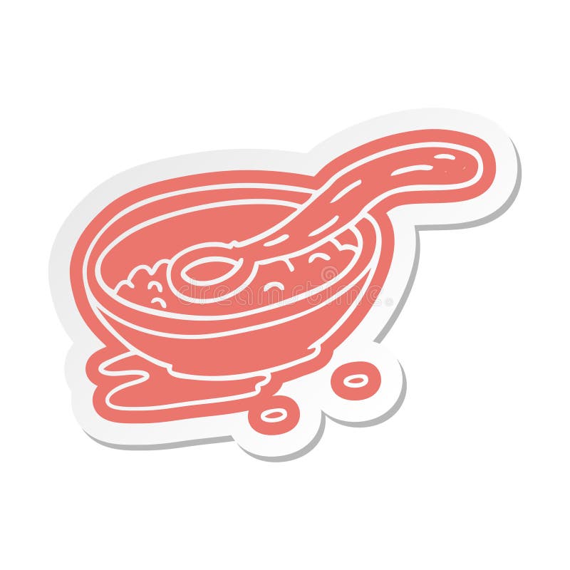 Cartoon Sticker of a Cereal Bowl Stock Vector - Illustration of sticker ...